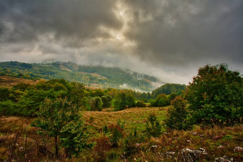 Mountain Valley during Sunset Stock Image - Image of altitude, dawn ...