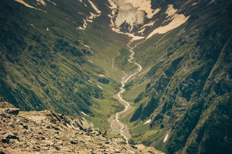 Mountain Valley, a Top View of the River Bed.Landscape with a Mo Stock ...