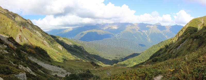 Mountain Valley View with Clouds Stock Photo - Image of ecotourism ...