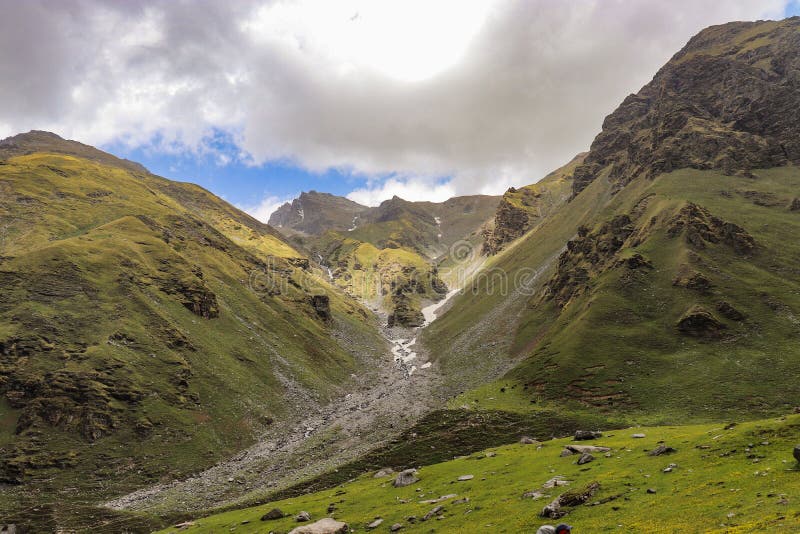 Mountain Valleys in Dhouladhar Himalayan Range Stock Photo - Image of ...
