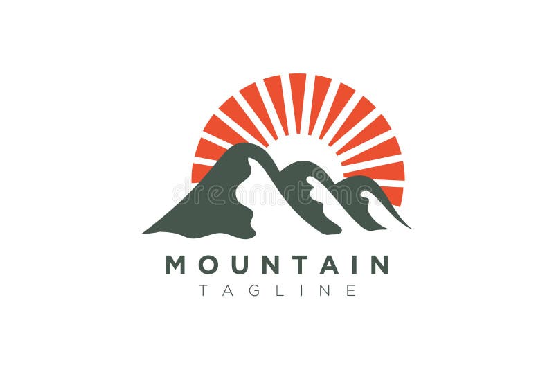 Mountain Vector Design with the Sun Stock Vector - Illustration of ...