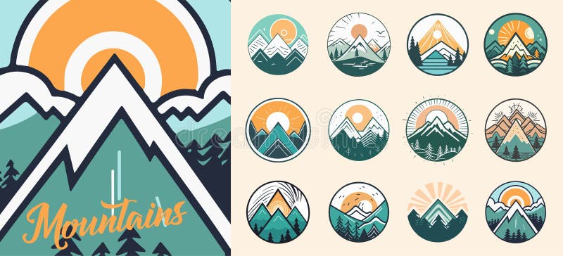 Mountain Vector Emblem Logo Templates Collection. Mountain, Forest and ...