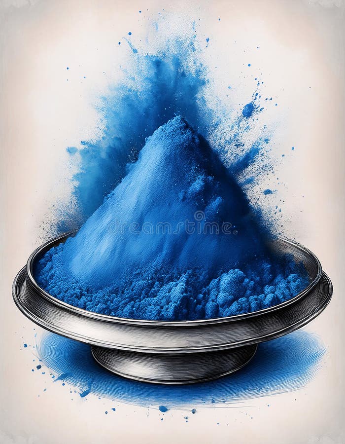 A Mountain of Vibrant Blue Powder Exploding with Dynamic Energy in a ...