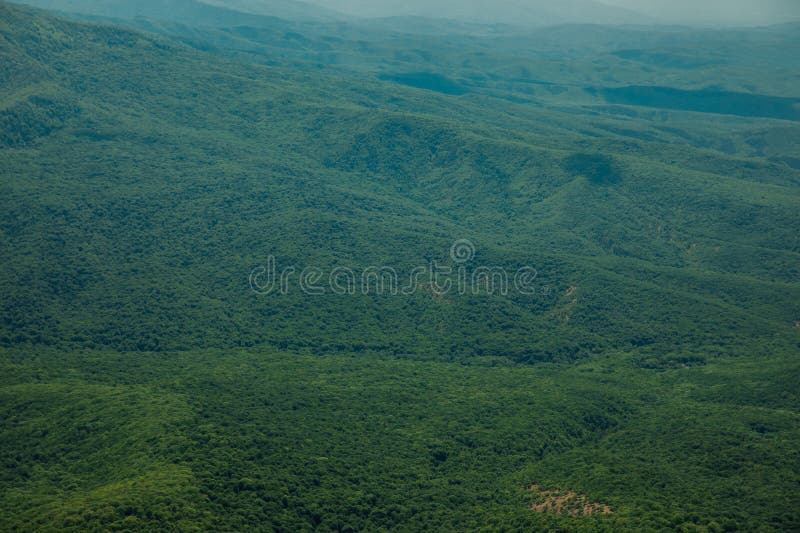 Mountain View from Above with Thick Green Trees Stock Photo - Image of ...
