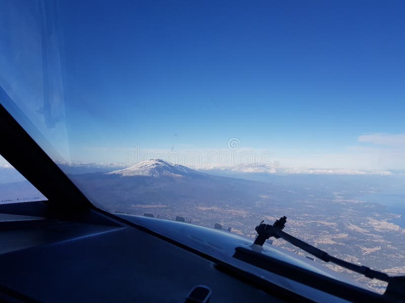 Mountain View from Airplane Cockpit Stock Image - Image of flightdeck ...