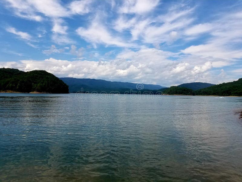 Mountain View Clear Skies Lake Moomaw Stock Photo - Image of mountain ...