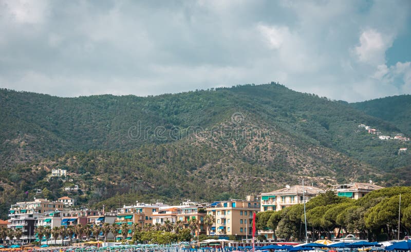 Mountain View on a Cloudy Day. Italian Spa Town. Stock Image - Image of ...