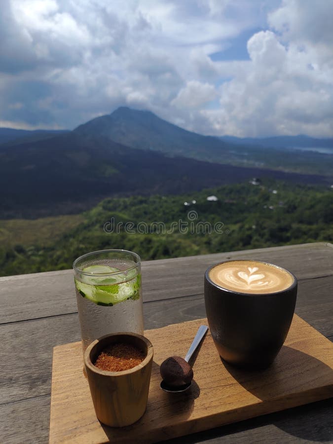 Mountain View with Coffee and Brown Sugar Stock Image - Image of drink ...