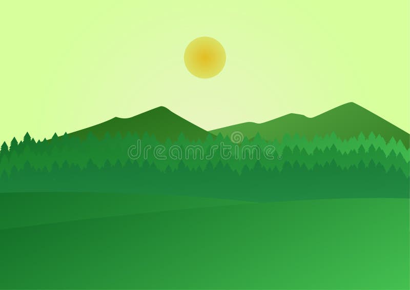 Mountain View Flat Design Vector Nature Stock Illustration ...