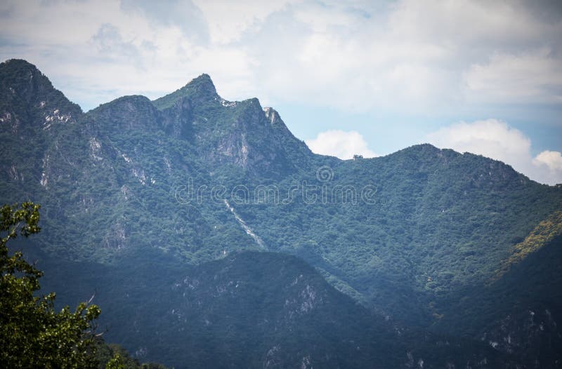Mountain View from the Great Wall of China. Stock Image - Image of ...
