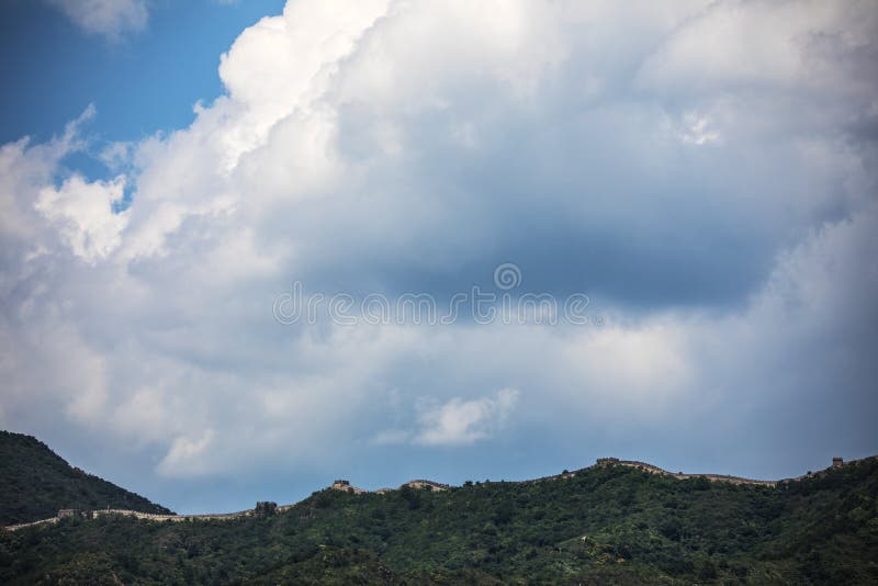 Mountain View from the Great Wall of China. Stock Image - Image of peak ...