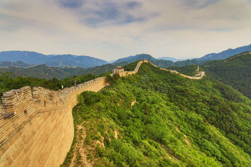 Mountain View from the Great Wall of China. Stock Image - Image of ...