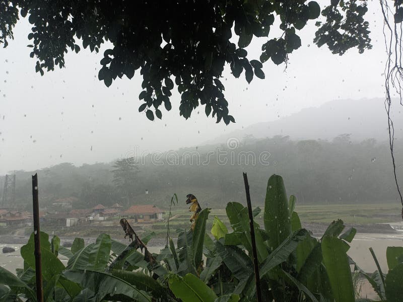Mountain View during Heavy Rain Stock Image - Image of morning ...