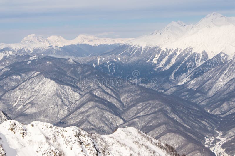 Mountain View from a Height. Stock Image - Image of snow, valley: 86011811