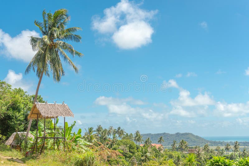 Koh Samui Island Beach and Landscape Panorama with Thailand Flag Stock ...
