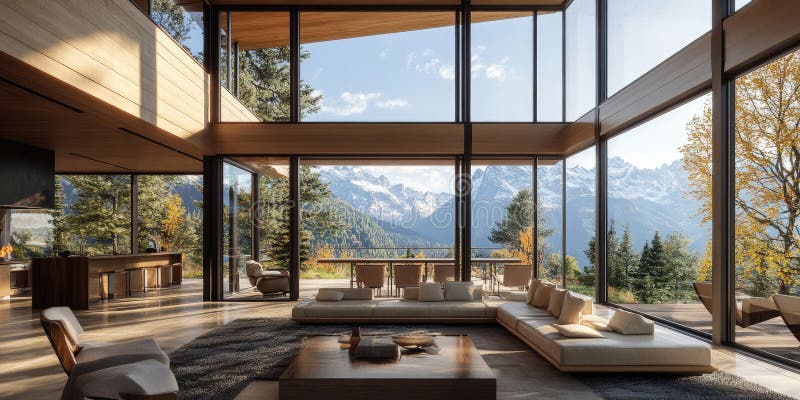 Mountain View Luxury Home Interior Design Stock Illustration ...