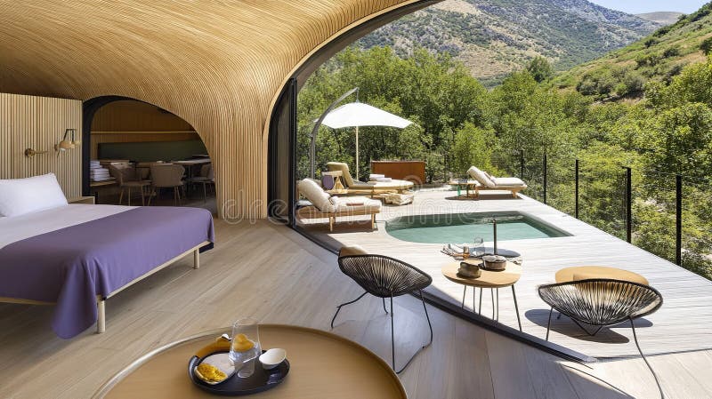 Mountain View Luxury Suite, Infinity Pool, Modern Design Stock Photo ...