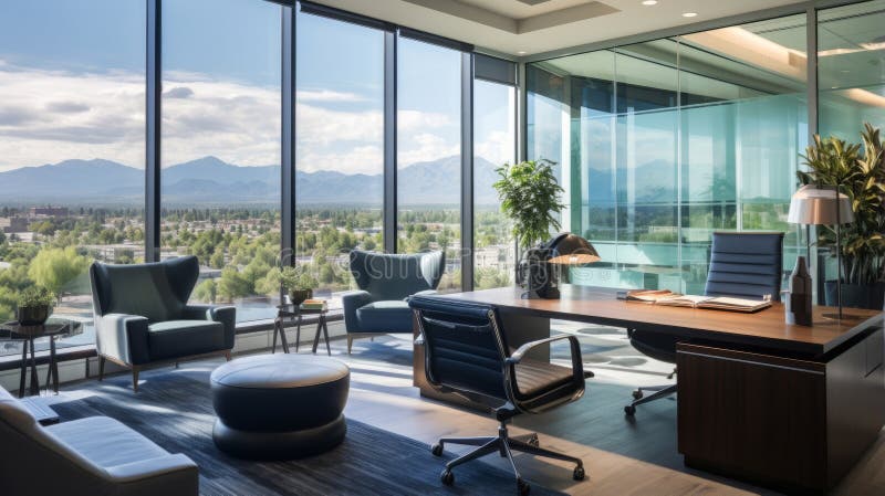 Mountain View from an Office Window Stock Illustration - Illustration ...