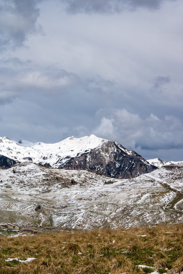 Mountain View with Snow, Early Spring Landscape - Image Stock Photo ...