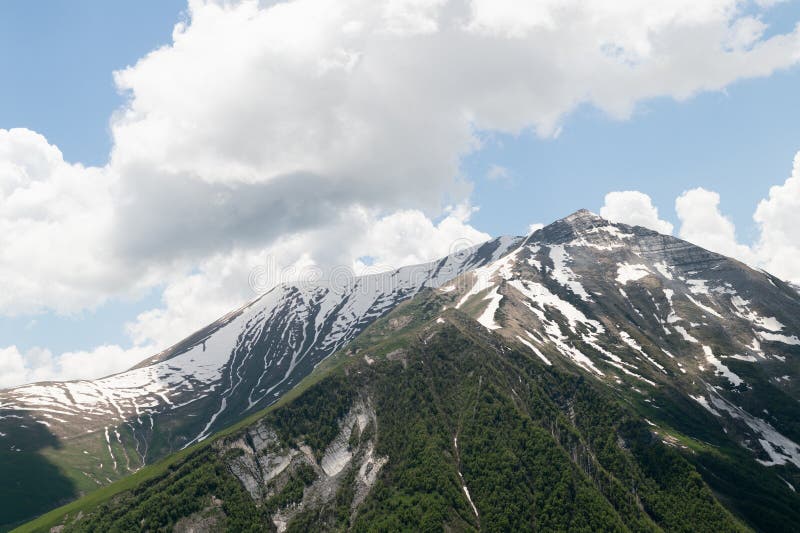 Mountain View in Summer, Snow-capped Mountains in the Background ...