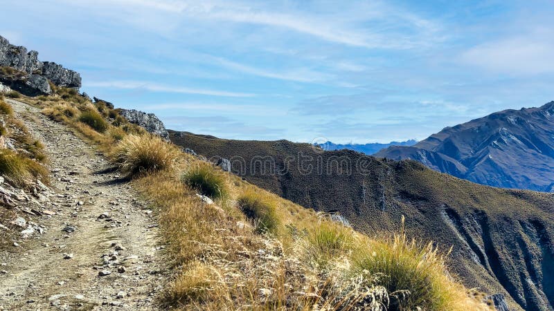 Mountain Track at the Summit of Isthmus Peak Track at Lake Hawea Stock ...