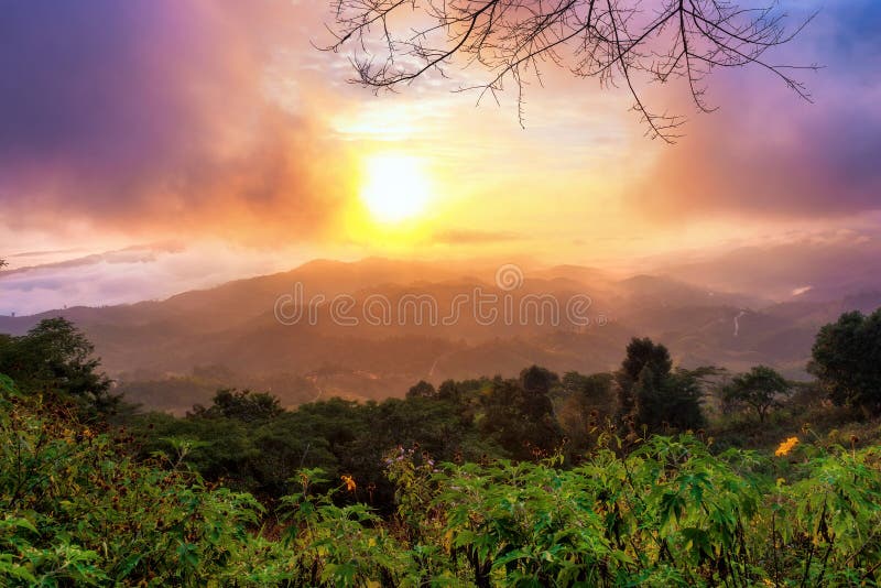 Mountain view at sunrise stock image. Image of nature - 65333187