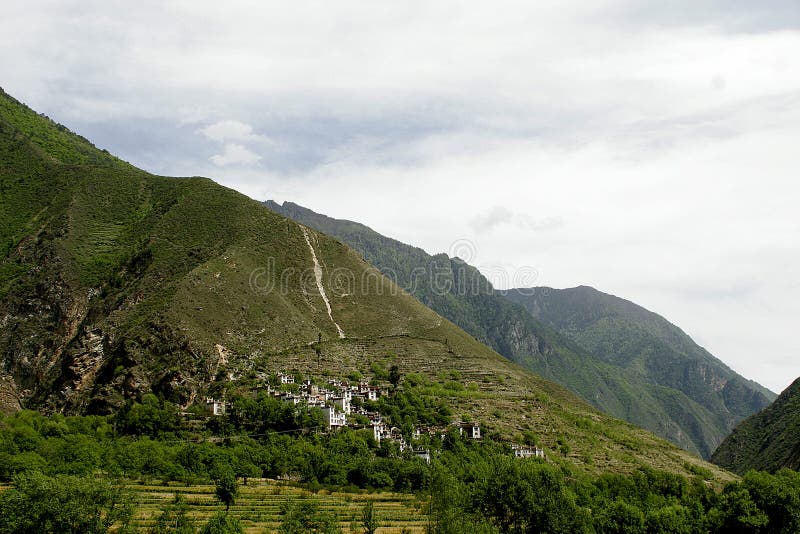 A mountain village stock image. Image of sichuan, cloud - 2498709