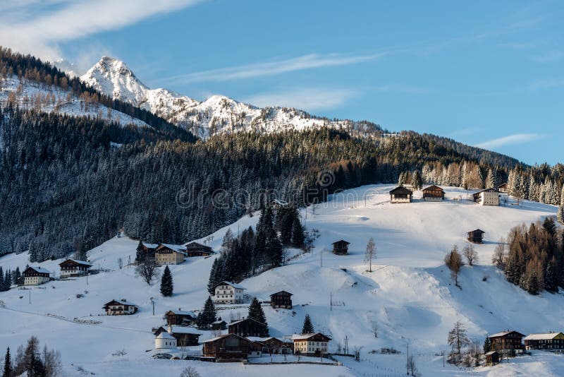 Mountain Village in the Carinthian Alps Stock Image - Image of winter ...