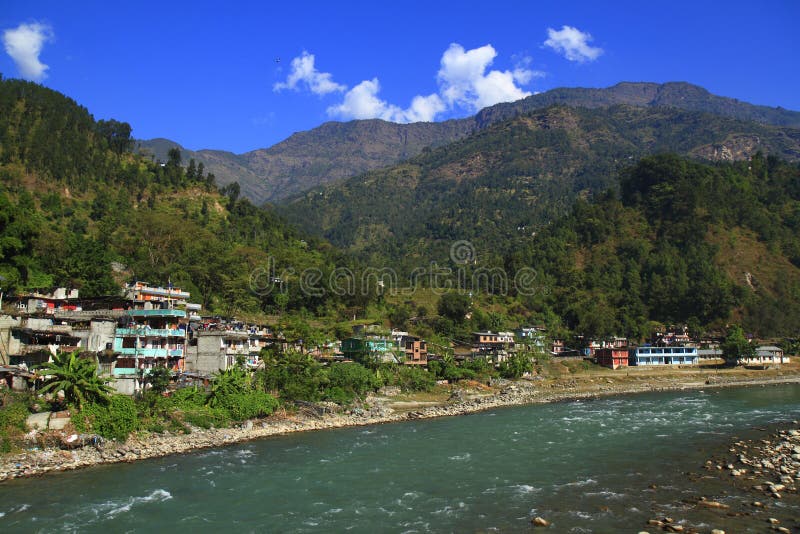 Mountain village in Nepal stock photo. Image of building - 68323774