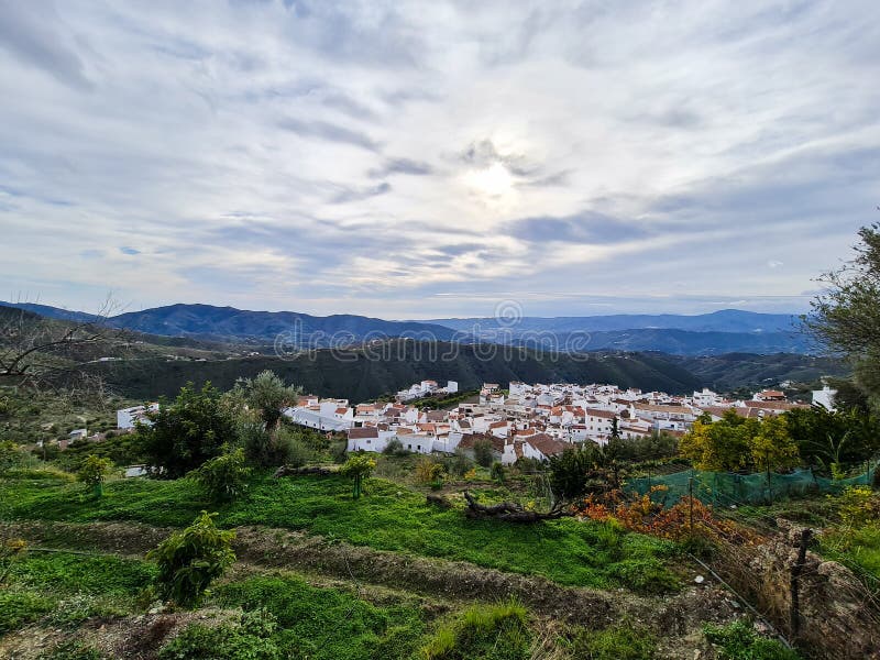 Mountain Village with Scenery of Mountains and Nature Stock Image ...
