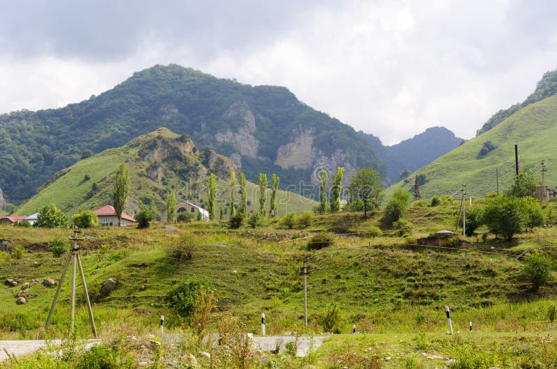 Mountain Village on the Side of a Mountain Stock Image - Image of ...