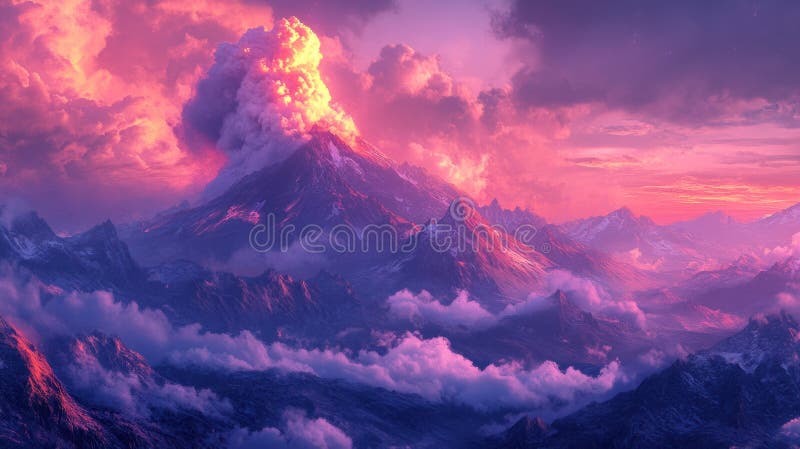 Mountain Volcano, a Stunning Mountain Range with a Volcano in the ...