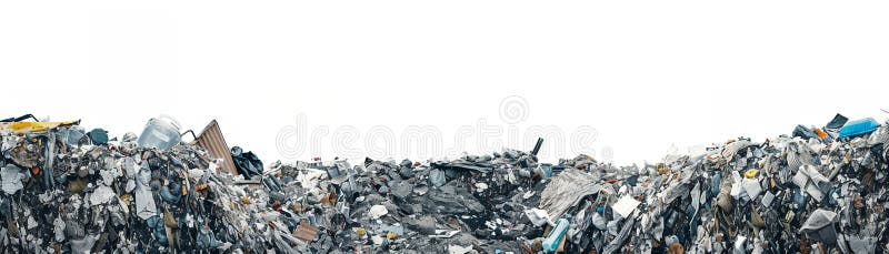 Mountain of Waste in a Landfill, Isolated on a White Background with ...