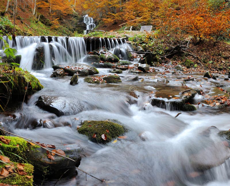 Mountain Waterfall in Autumn Forest Stock Image - Image of fall ...