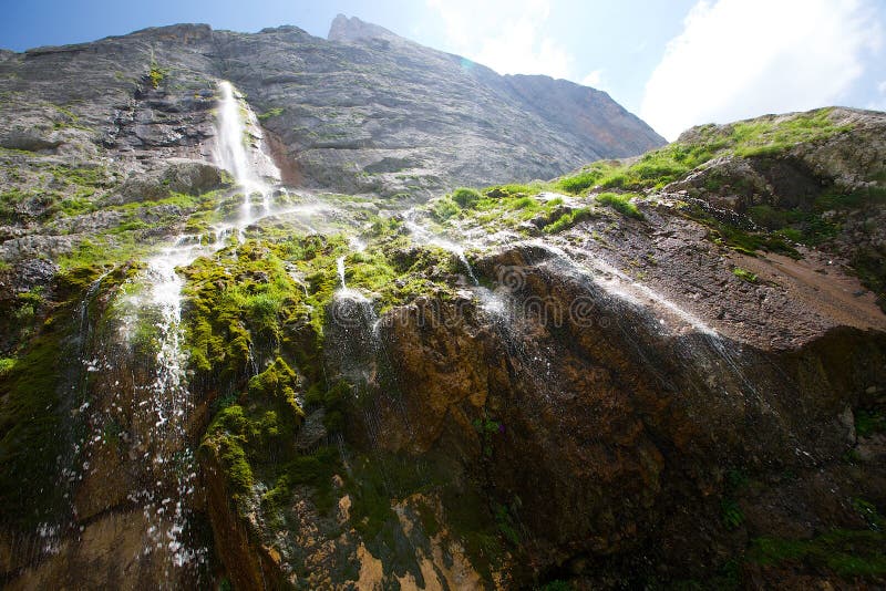 Mountain Waterfall with Clean Water Falls from a Small Height Stock ...