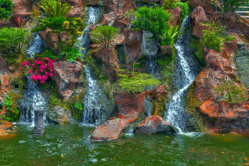 Mountain Waterfall complex stock photo. Image of park - 60293368