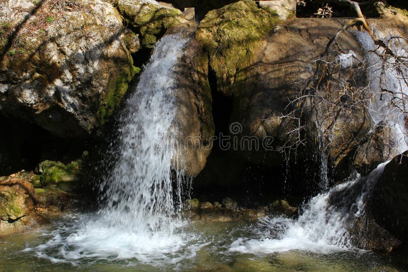 Mountain Waterfall in Early Spring Stock Image - Image of mountain ...