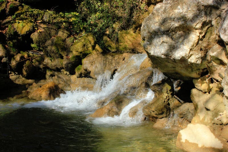 Mountain Waterfall in Early Spring Stock Photo - Image of early, view ...