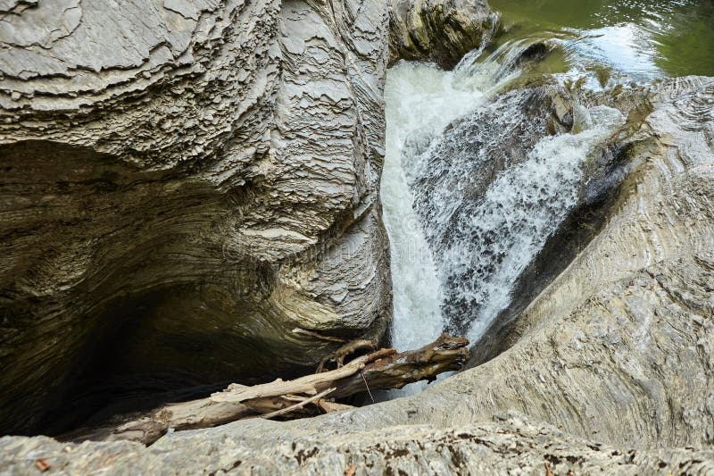 Mountain Waterfall in the Forest, a Large Noisy Stream of Water Stock ...