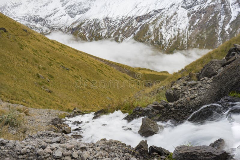 Mountain Waterfall in the Forest. Waterfall View. Waterfall in ...