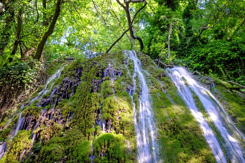 Mountain Waterfall on the Green Rock 6 Stock Image - Image of high ...