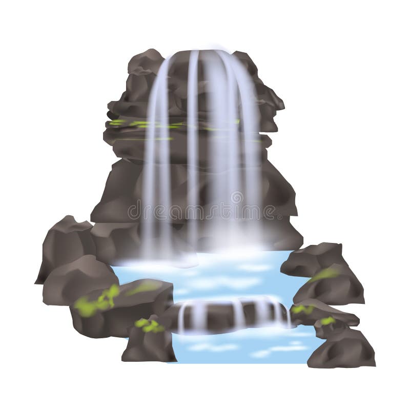 Mountain Waterfall Isolated Vector Icon Stock Vector - Illustration of ...