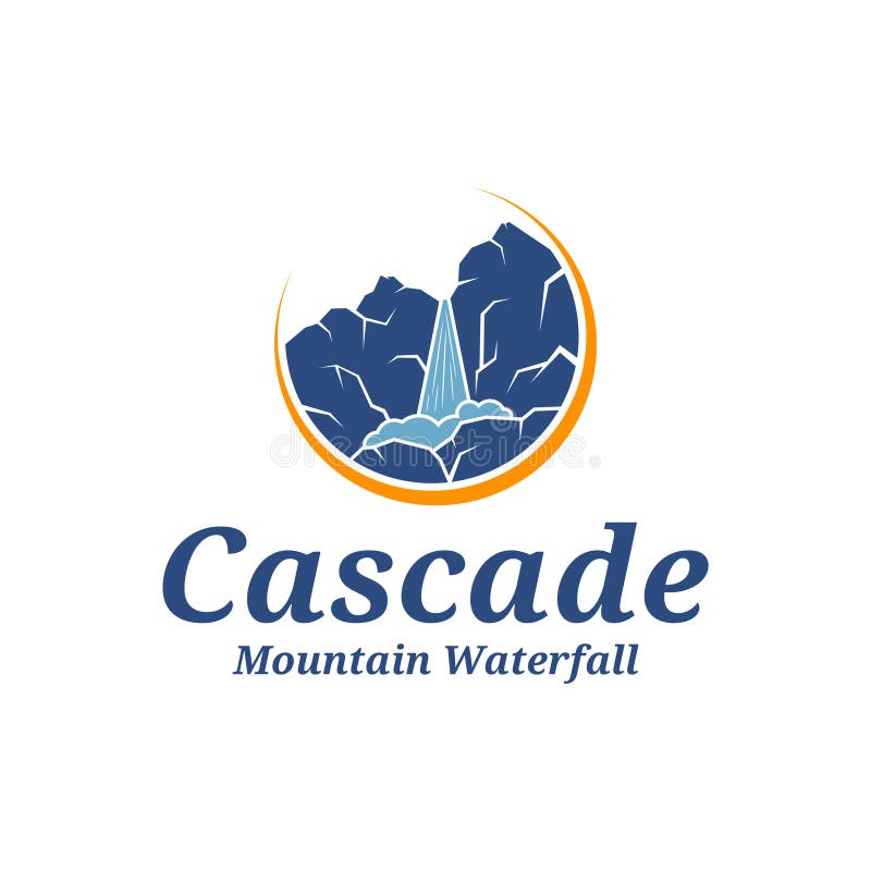 Mountain Waterfall Logo Design Vector Illustration. Mountain Waterfall ...