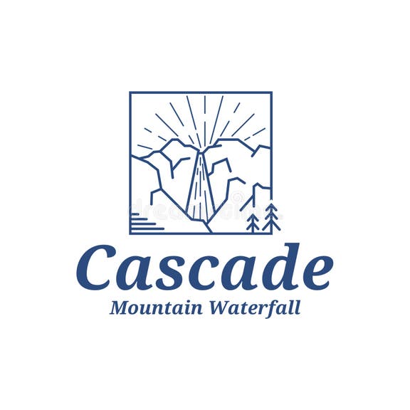 Mountain Waterfall Logo Design Vector Illustration. Mountain Waterfall ...