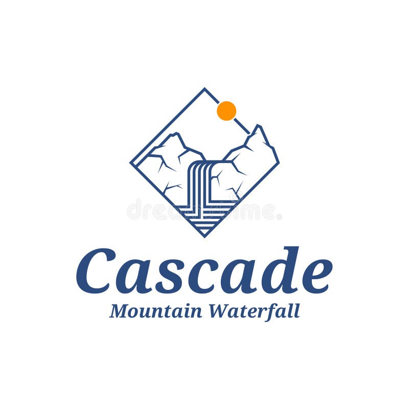 Mountain Waterfall Logo Design Vector Illustration. Mountain Waterfall ...