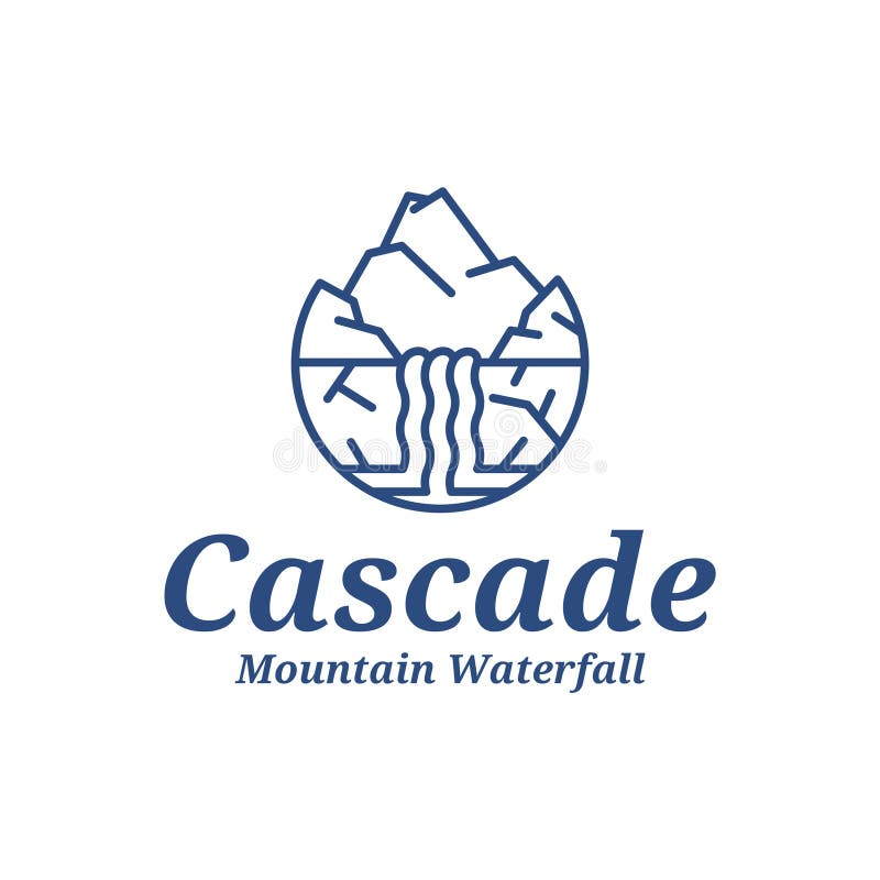 Mountain Waterfall Logo Design Vector Illustration. Mountain Waterfall ...