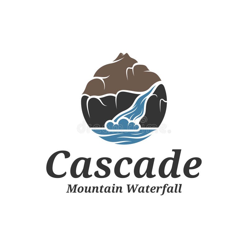 Mountain Waterfall Logo Design Vector Illustration. Mountain Waterfall ...