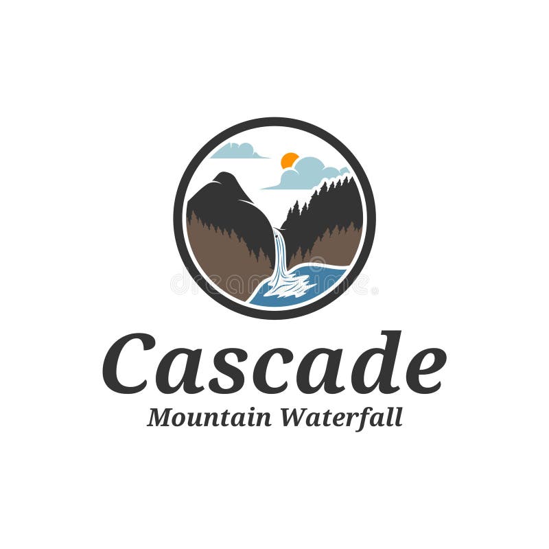 Mountain Waterfall Logo Design Vector Illustration. Mountain Waterfall ...