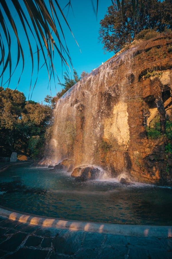 Mountain Waterfall at the Top of the Mountain with a Panoramic View ...