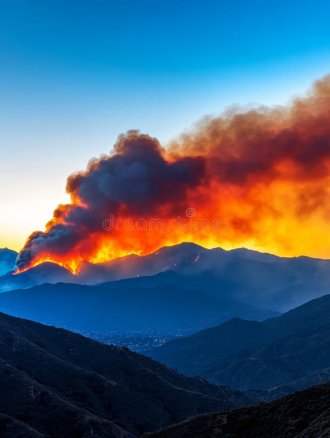Mountain Wildfire at Sunset a Breathtaking yet Alarming View of a Large ...